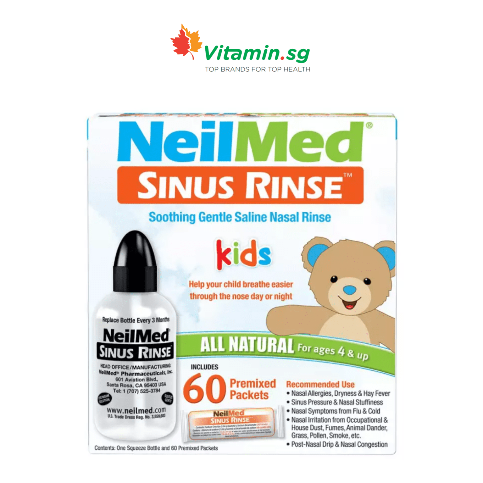 NeilMed Sinus Rinse for Kids, 60 sachets | Vitamin SG