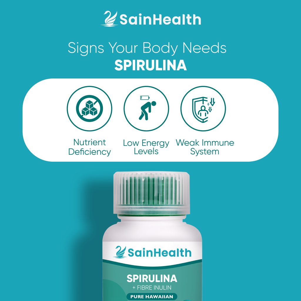 SainHealth Spirulina + Fibre Inulin, 180 Tablets - Superfood Vitamin ...