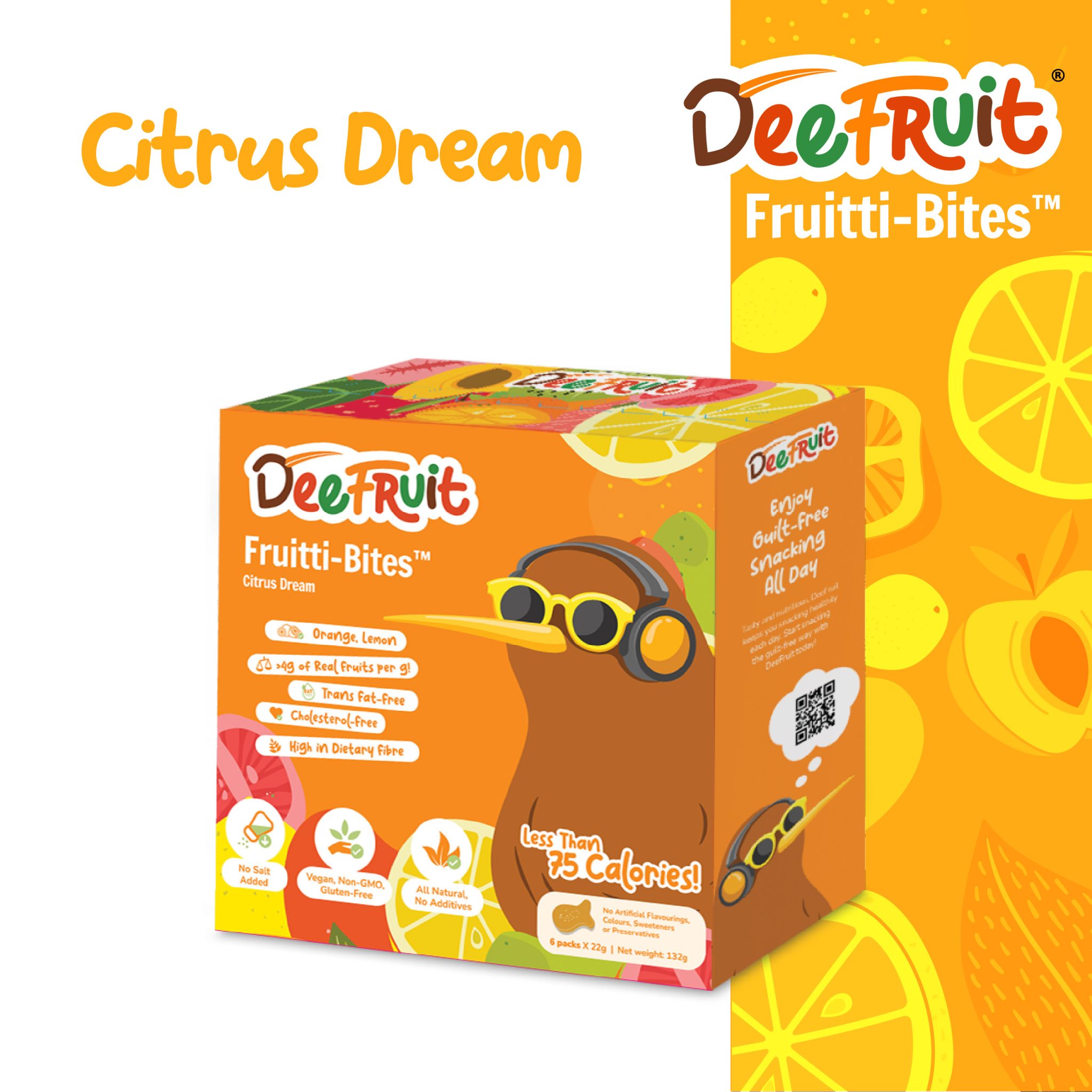 DeeFruit Fruitti-Bites, Citrus Dream [1 Box | 6 Sachets] | Vitamin SG