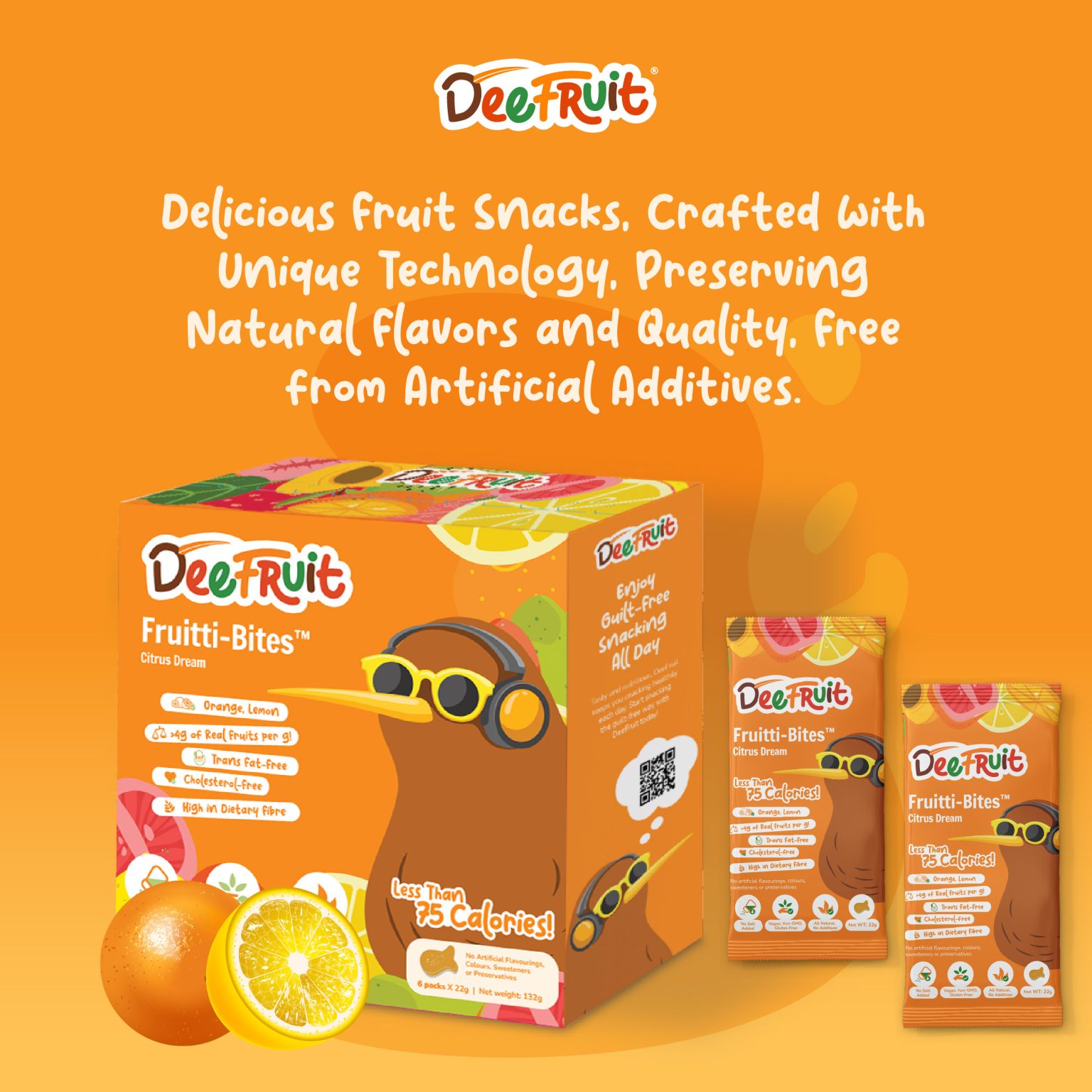 DeeFruit Fruitti-Bites, Citrus Dream [1 Box | 6 Sachets] | Vitamin SG