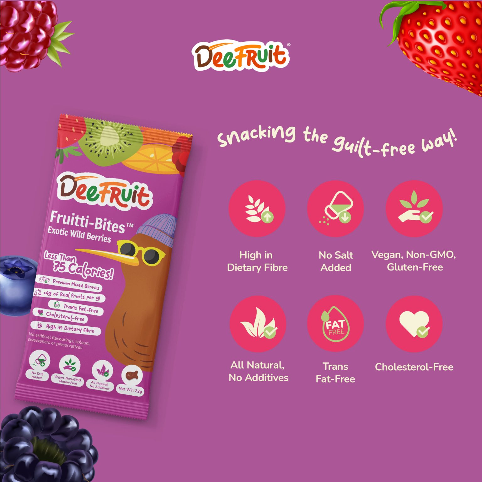 DeeFruit Fruitti-Bites, Exotic Wild Berries [1 Box | 6 Sachets ...