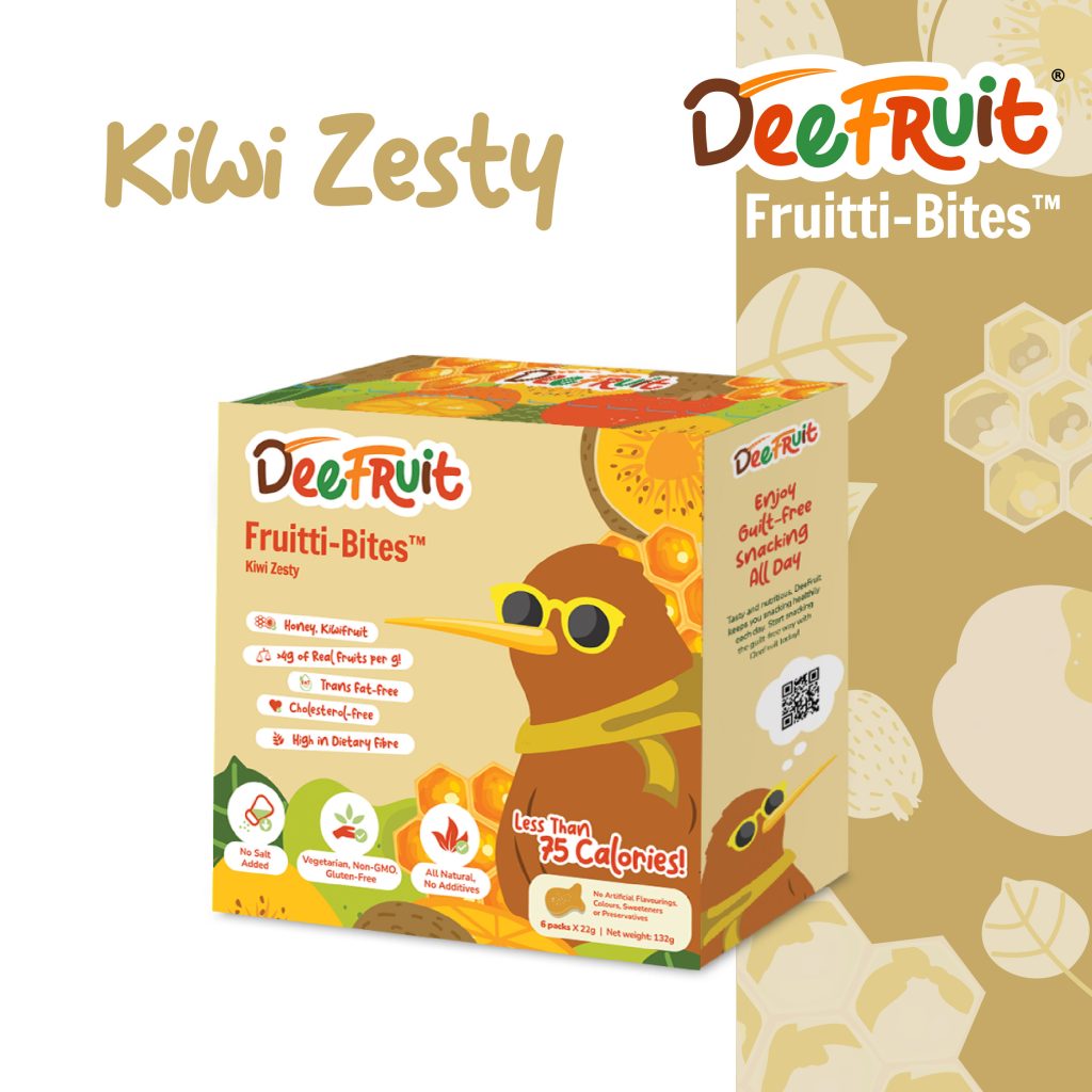 DeeFruit Fruitti-Bites, Kiwi Zesty [1 Box | 6 Sachets] | Vitamin SG
