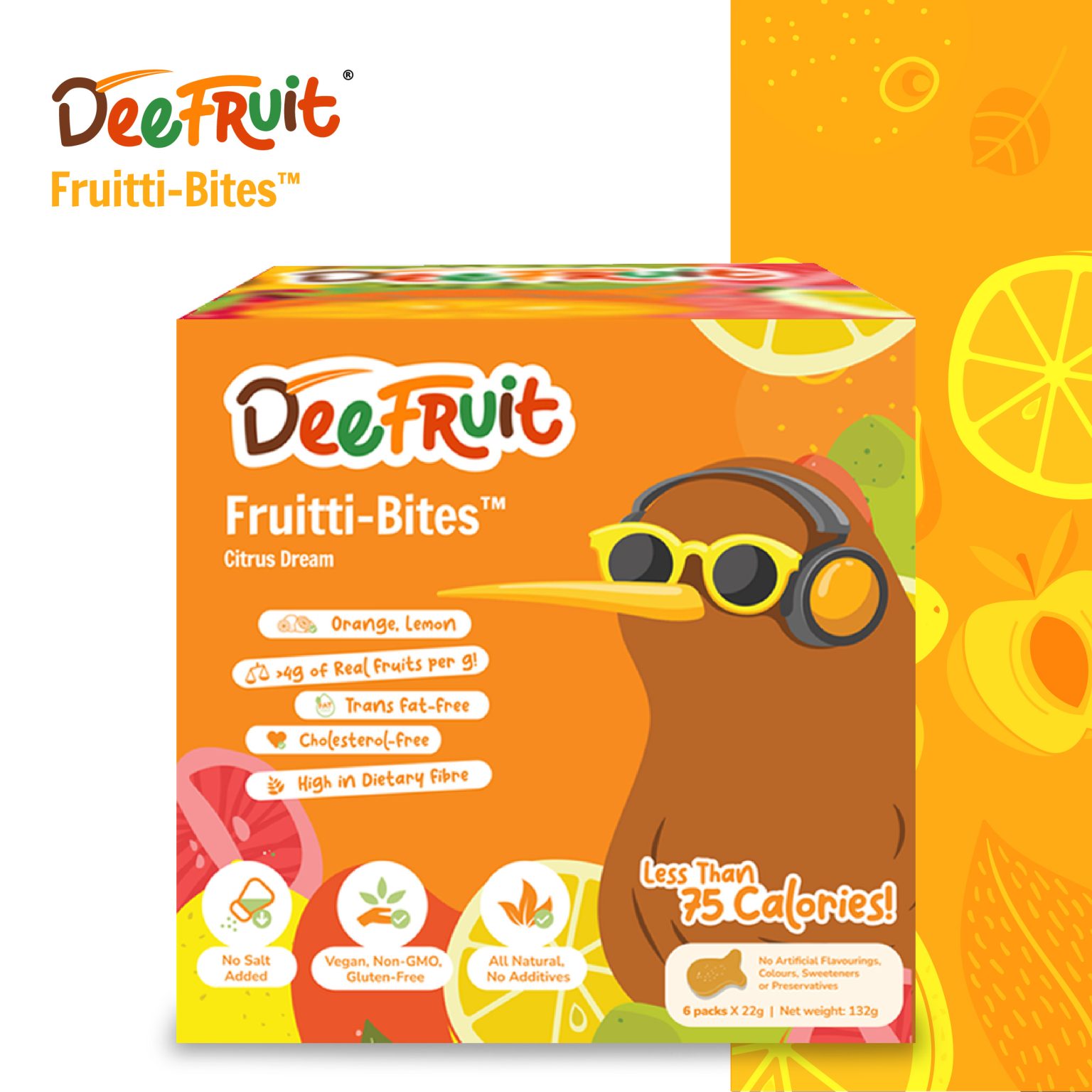 DeeFruit Fruitti-Bites, Citrus Dream [1 Box | 6 Sachets] | Vitamin SG