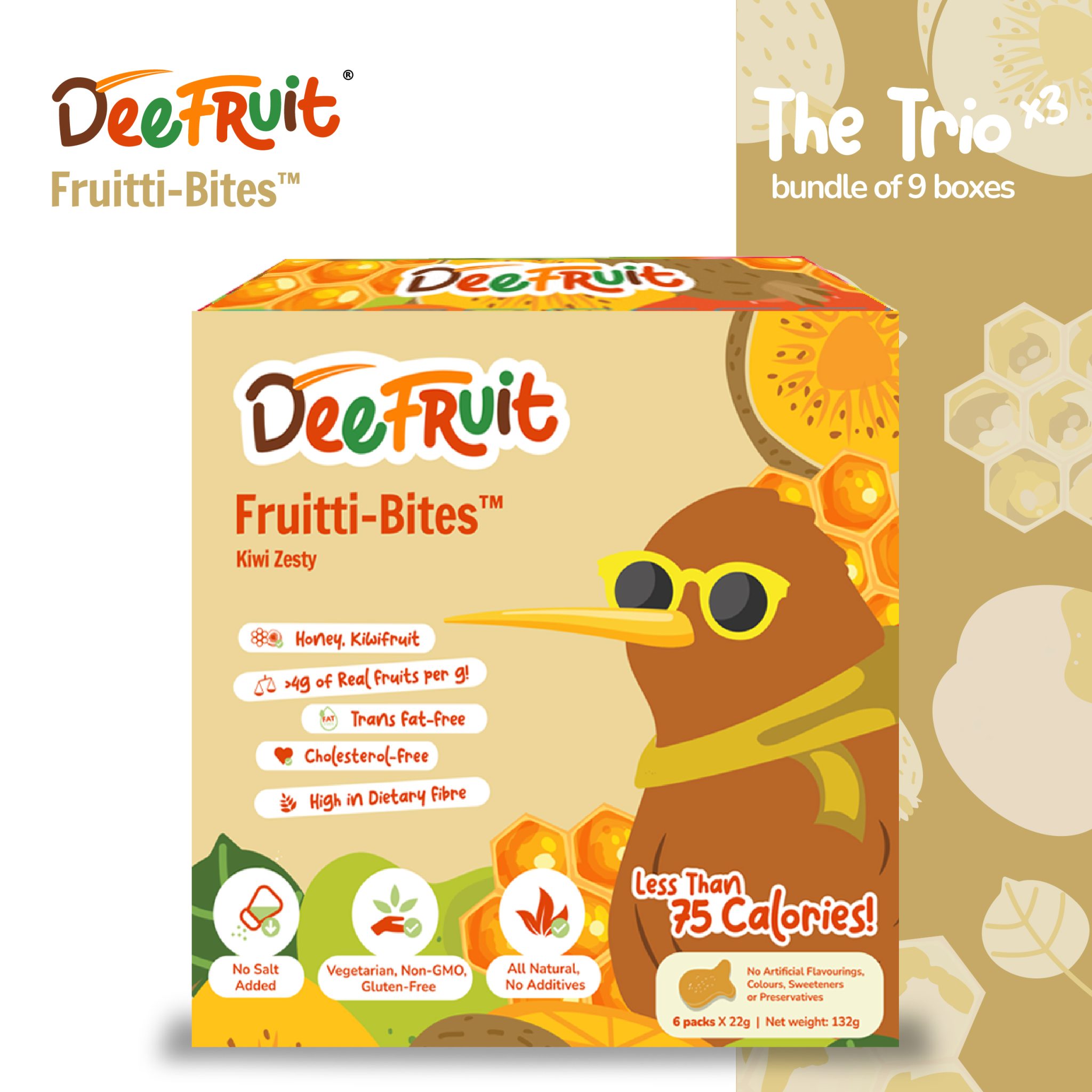 Bundle of 9 - DeeFruit Fruitti-Bites, Kiwi Zesty - The Trio x3 | Vitamin SG
