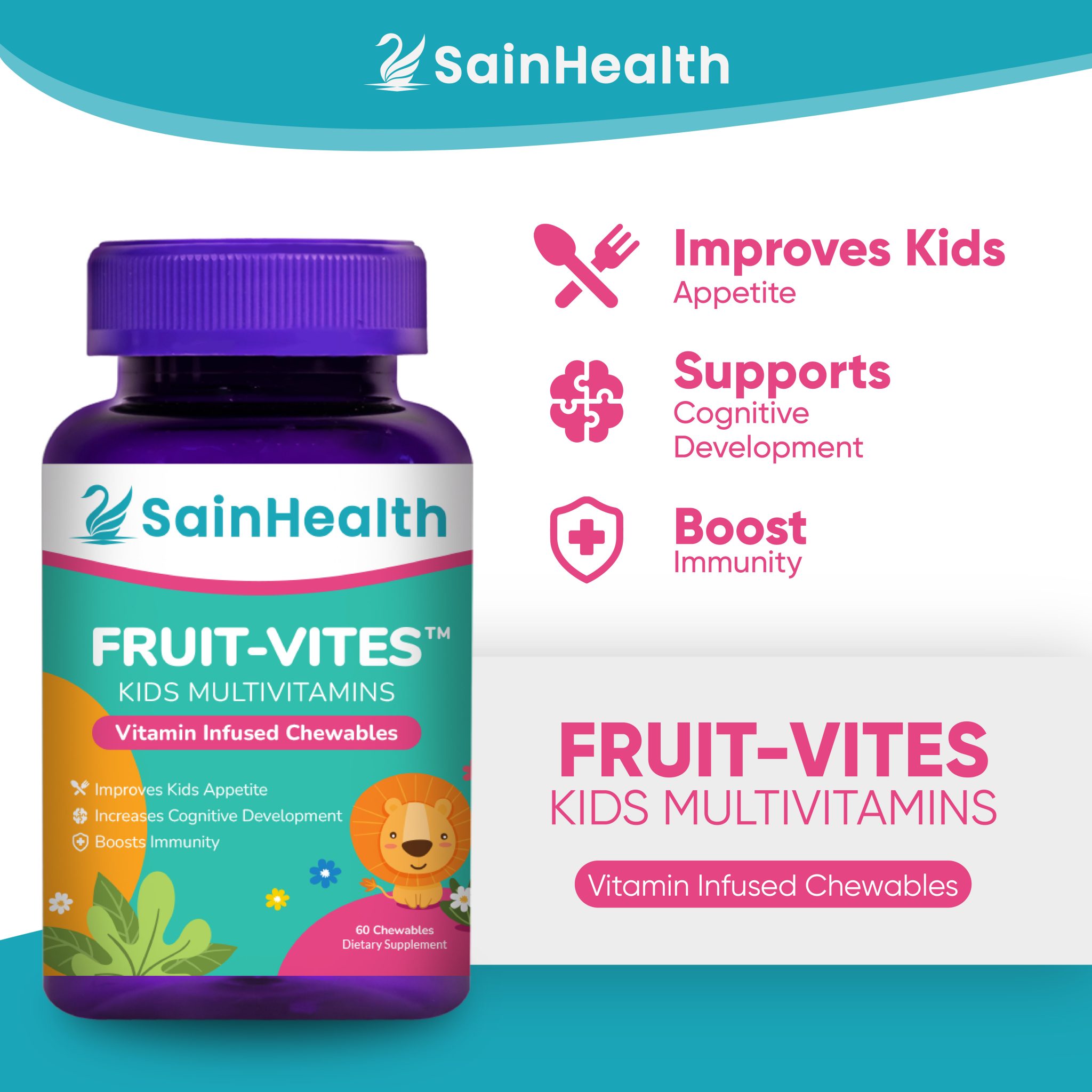SainHealth Fruit-Vites™ Vitamin Infused Chewables - Kids Multivitamins ...